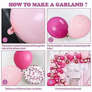 Pink Balloons Garland Arch Kit, Hot Pink Barbie Balloons, Pastel Pink Balloons Decorations for Baby Shower, Wedding, Anniversary, Valentines Day, Princess Birthday Party, Mothers Day