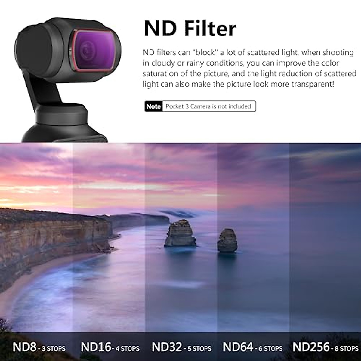 STARTRC Magnetic ND & CPL Filters Set for DJI Osmo Pocket 3 Creator Combo Accessories - 6 Pack CPL, ND 8, ND 16, ND 32, ND 64, ND256, Ultra Slim Aluminum Frame