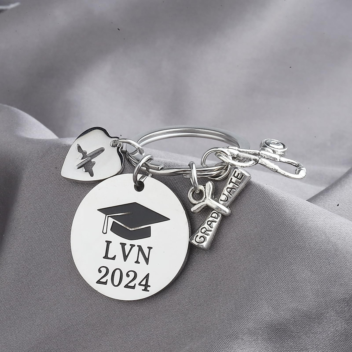 LQRI LVN 2024 Keychain LVN Licensed Vocational Nurse Gifts Medical Caduceus Jewelry LVN Keychain Gift LVN Graduation Gift(LVN)