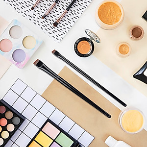 RMISODO 10 Pcs Angled Eyebrow Eyeliner Brush, Ultra Fine Eyeliner Brush, Slanted Eyebrow Brush, Precision Lash Liner Brush, Professional Eye Makeup Applicator for Blending Eyeshadow Eyebrow Eyeliner