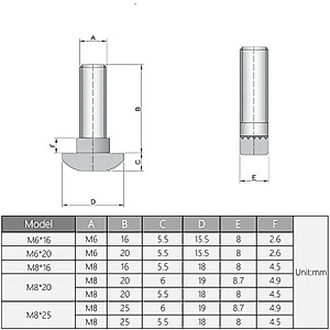 MroMax M6-1x16mm T Slot Bolts Carbon Steel Drop-in Stud Sliding Screw Bolt Metric Hammer Head Bolt for European Standard 30 Series Aluminum Extrusions Silver 10Pcs