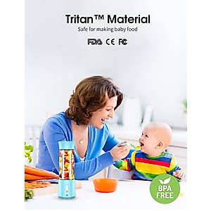 MPWHYL Portable Blender, Personal Blender Smoothies and Shakes, Type-C Rechargeable 4000mAh Mini Blender with 500ml Bottle,IPX7 Waterproof Small Blender Single Juicers (Blue)