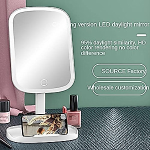 NC Mirror Makeup Mirror Desktop Plastic Led Portable Rechargeable Dressing Square Folding Makeup Mirror