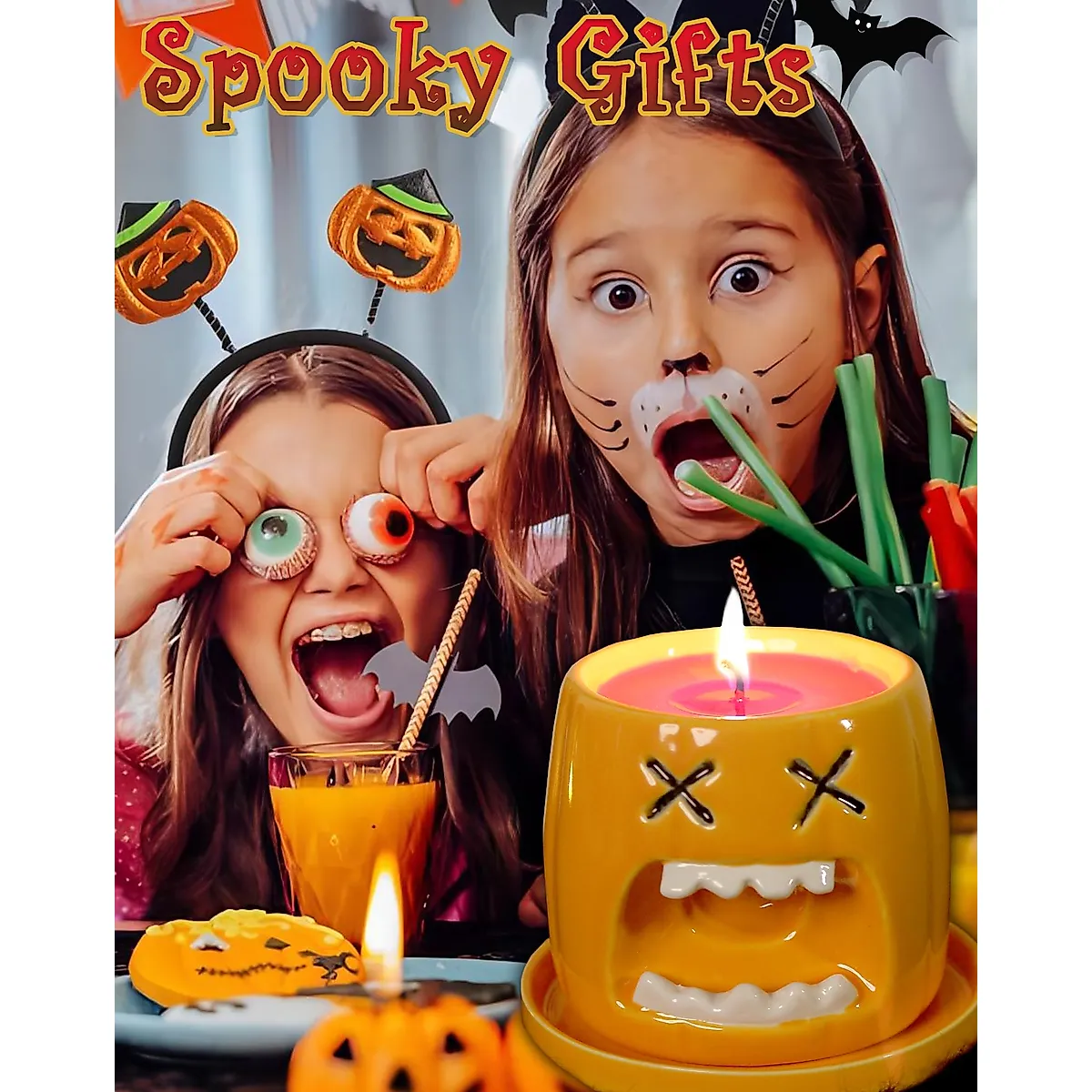 Halloween Candles - Gothic Candles - Bleeding Candles! Pure Natural Soy Wax - Quality Ceramics - Vintage Farmhouse Decor for Home Interior Room Table, Spooky Gift!