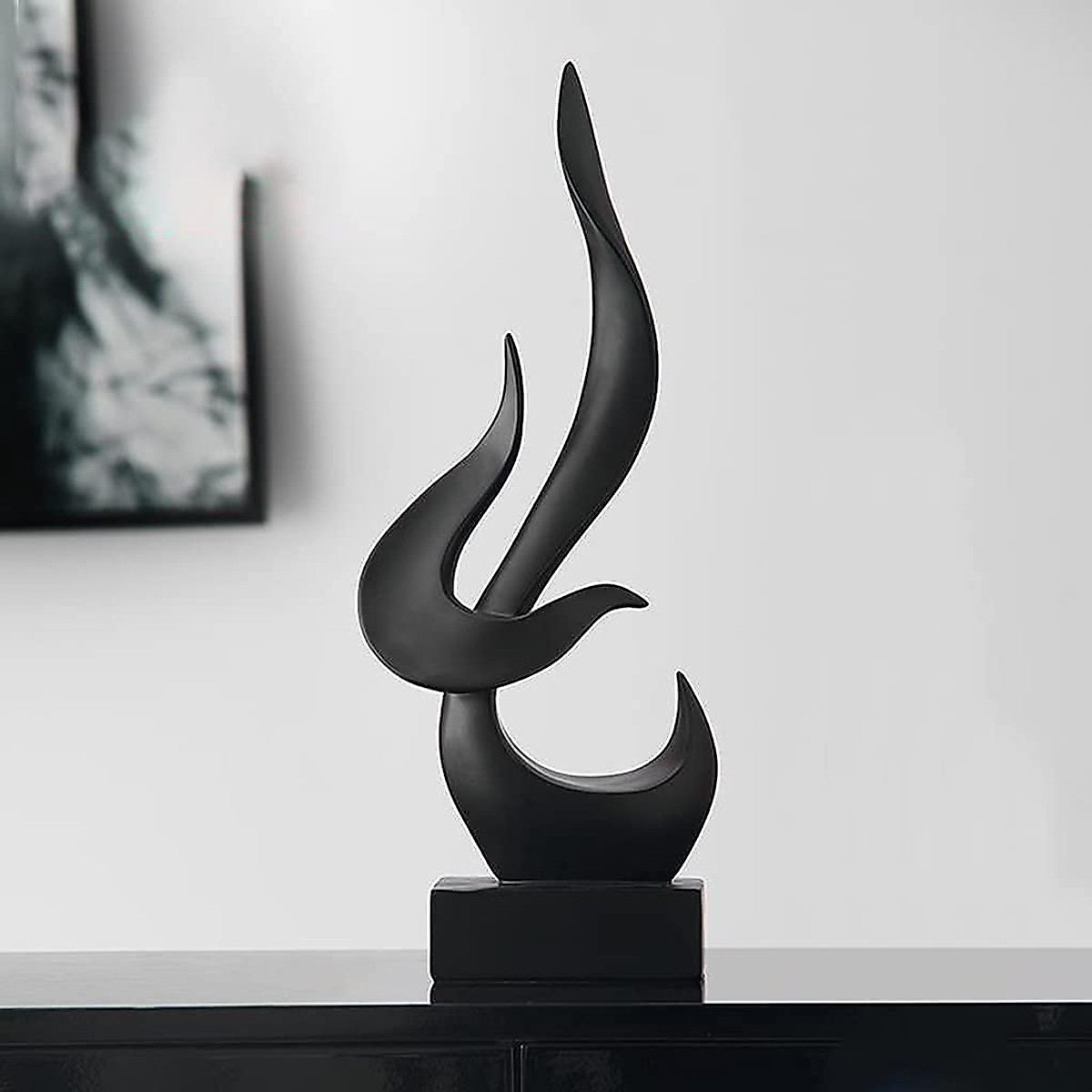 Resin Art Statue Minimalist Figurines Abstract Sculpture Desk Table Sculpture Ornaments for Home Bedroom Living Room Garden Office - Black
