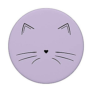 Black Cat Face Light Pastel Purple PopSockets Swappable PopGrip
