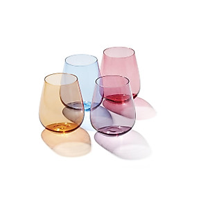 Oneida True Colors Stemless Wine Glasses, Set of 4, 4 Count, Multi
