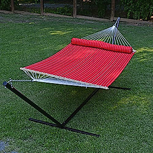 Algoma Net Company 2948DL Quilted Matching Pillow-13 Feet in Length Hammock, Red, Brown, and White