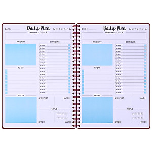 SeQeS Undated Daily Planner Notebook - Hourly Schedule, To-Do Lists, Meal Planning, and More - Perfect for Men and Women On-the-Go - 120 Pages (7x10")" (Green)