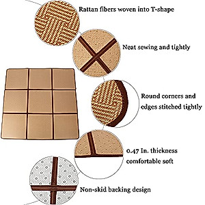 Nisorpa 71'' x 71'' Japanese Rug Tatami Rug Mat 0.47'' Thick Japanese Floor Mattress Rattan Non-Slip Breathable Memory Foam Area Rug Bedroom Sleeping Crawling Playmat Japanese Tatami Mat, Brown