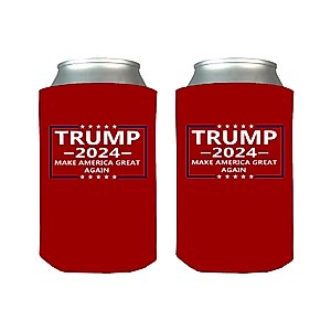 Rogue River Tactical Trump Red Make America Great Again MAGA Flag Neoprene Collapsible Beer Can Bottle Beverage Cooler Sleeves 2 Pack