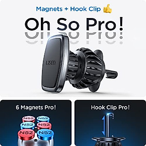 LISEN Magnetic Car Mount, [Easily Install] Car Phone Holder Mount [6 Strong Magnets] Cell Phone Holder for Car [Case Friendly] iPhone Car Holder Metal Plate Sprada