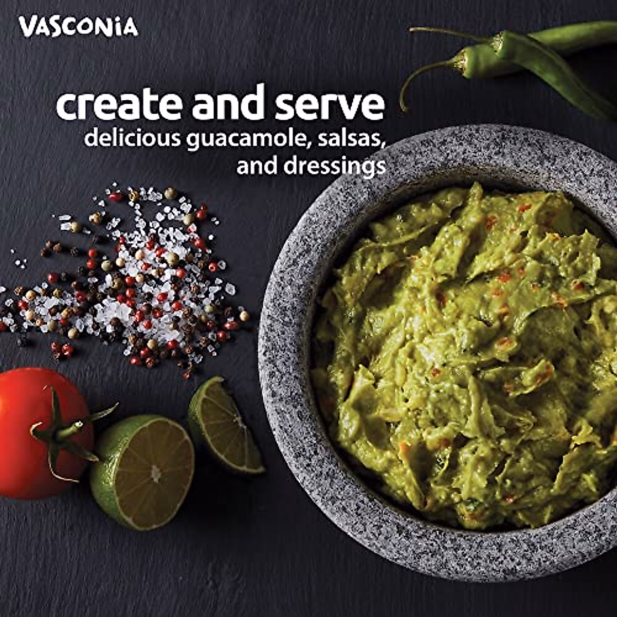 Vasconia 4-Cup Granite Molcajete Mortar and Pestle, Gray