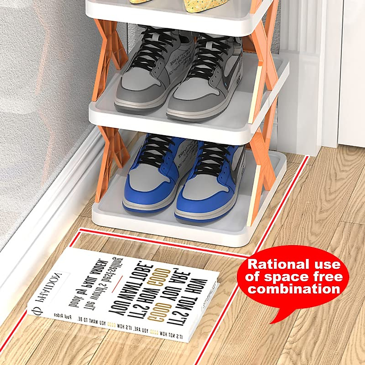 Lihebcen Shoe Storage, 8-Tier Shoe Rack Organizer Storage, Sturdy Shoes Shelf Storage Cabinet for Entryway Bedroom and Hallway (Green, 9”W x 10”D x 48”H)