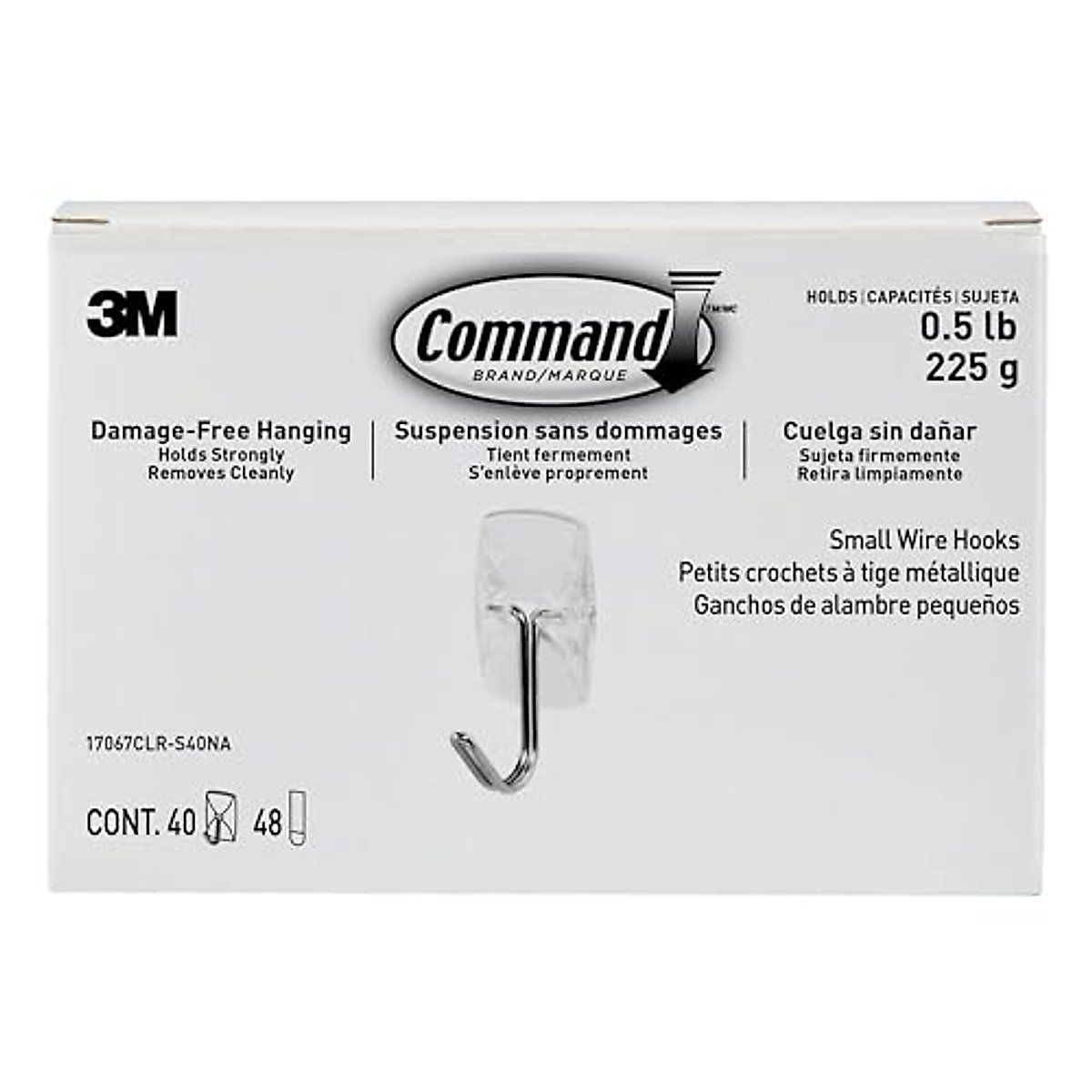 Command Small Clear Wire Toggle Hooks, 40 Hooks and 48 Command Strips, Damage Free Hanging Wall Hooks with Adhesive Strips, Adhesive Hooks for Hanging Christmas Decorations, Holds up to 0.5 lb