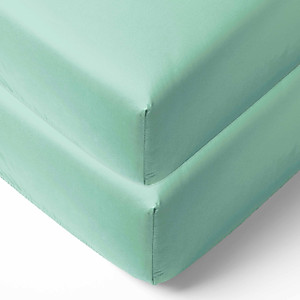 Bacati Solid Mint 2 Pc Cotton Percale Crib Sheets