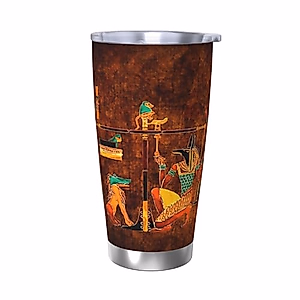 Anubis Egyptian God Hieroglyphs 20 Oz Travel Cup, Double Stainless Steel Cup Insulated Keeps Drinks Cold - Suitable For Outdoor Activities