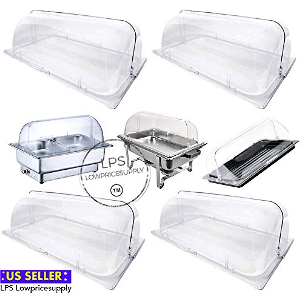 4 PACK Full Size Roll Top Chafing Dish Clear Plastic Pan Display Cover Chafer by lowpricesupply