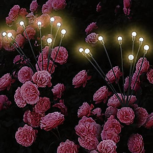 Romdecyn Firefly Lights Solar Outdoor Waterproof , 8 LED Starburst Swaying Solar Powered Firefly Path Lights Decoration for Garden Patio Party Holiday Landscape Pathway, Warm White (4Pack)