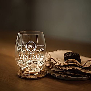 Perfectinsoy 1993 Limited Edition Wine Glass, 30th Birthday Aged to Perfection, 30th Birthday Gifts for Women, Thirty Anniversary Presents for Parents Dad Mom 30 Year Old Birthday Party