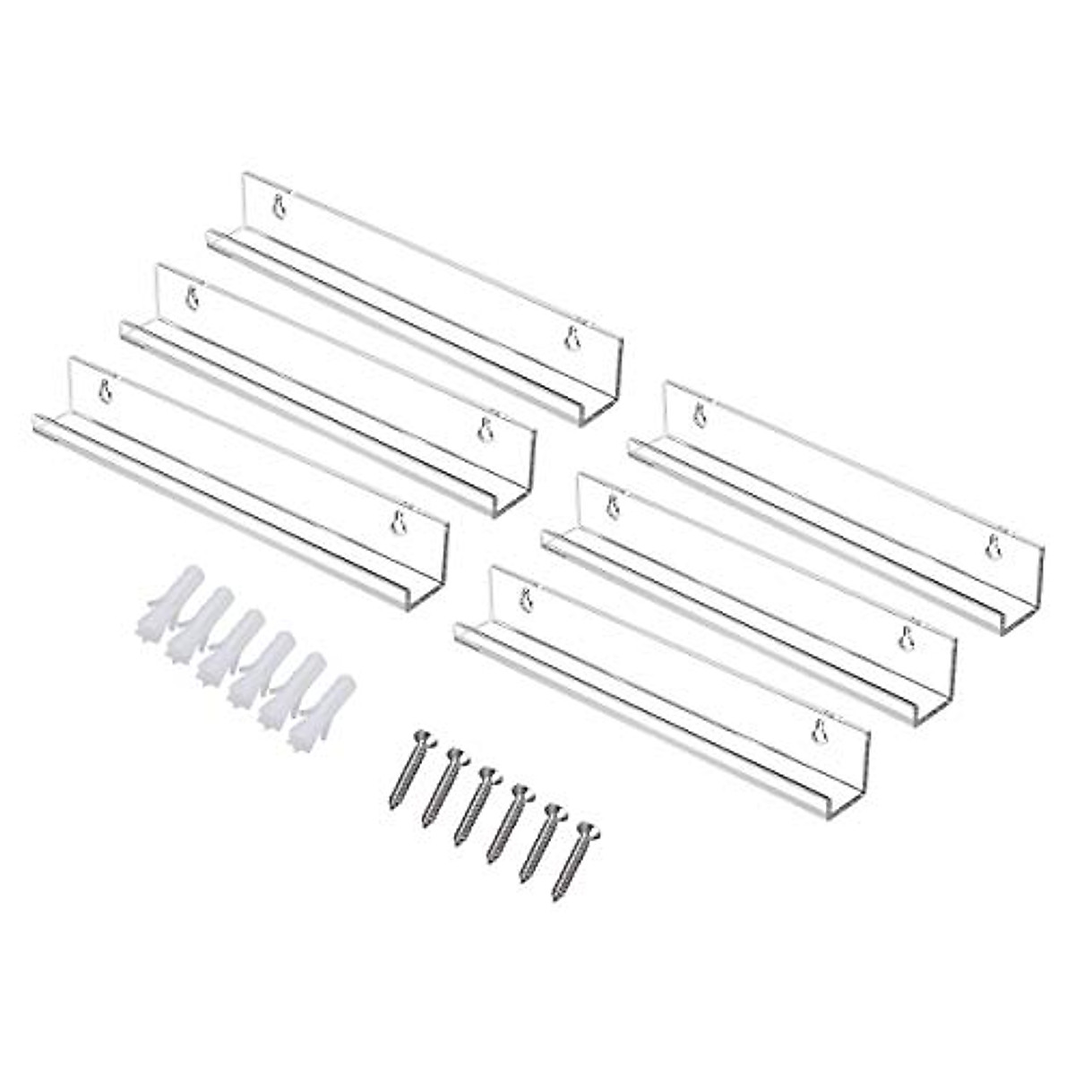 FEMELI 6 Pack Vinyl Record Wall Mount Shelves - Clear Acrylic Display