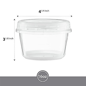 Elegant Disposables (16 Ounce 20 Pack) Clear Twist cap ContainersWith Screw on Lids Twist Top Food Storage Freezer Containers