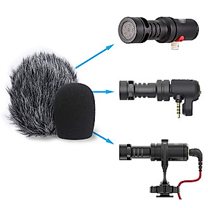 YOUSHARES VideoMicro Microphone Foam windscreen & Deadcat Wind Shield, Foam & Furry Wind Muff for Rode VideoMicro and VideoMic Me Me-L Mic (2 PACK)