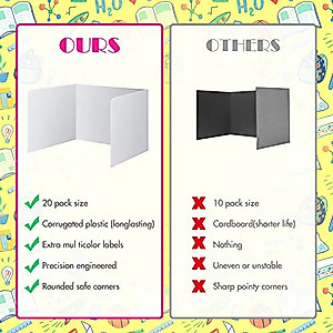 20Pcs 14 x 17.5 x 14 Inch Plastic Privacy Boards for Student Desks Boards Durable and Waterproof Folders Shields Test Desk Dividers Classroom Privacy Boards for School Study Teacher Supplies(White)