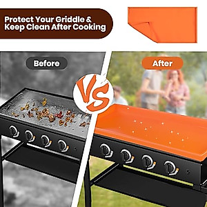 Velway 28" Silicone Griddle Mat for Blackstone - Upgraded Full-Edge Heavy Duty Griddle Mat Cover - Protect Grill from Dust, Rust, Leaves - All Season Protective Cover for Blackstone Grill (Orange)