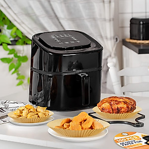 Air Fryer Disposable Paper Liners, 100 Pcs - 6.3 in’ Non Stick Baking and Parchment Paper Sheets -Oil&Water Proof-Airfryer Parchment Liners-for Baking, Roasting and Frying-Cooking,Kitchen Accessories