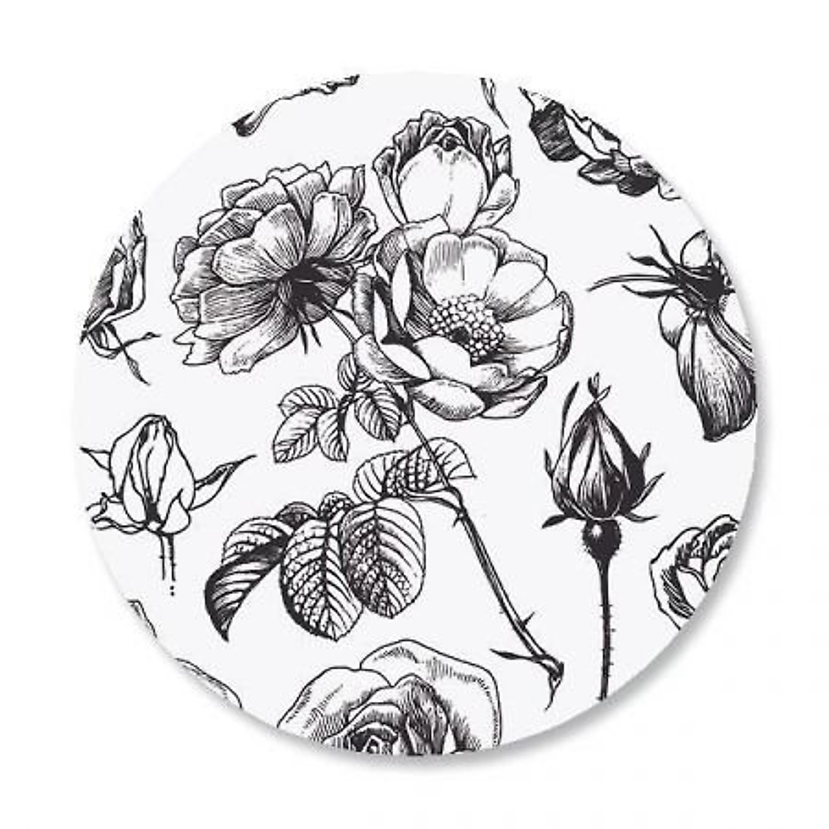 Black and White Rose Envelope Seals - Set of 144 Self-Adhesive, Flat-Sheet, 1-1/2" Sticker Seals, by Colorful Images