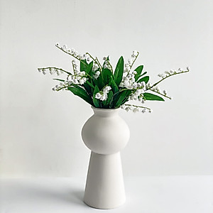 ZooeyRoose 10 pcs Lily of The Valley Artificial Flowers Fake Convallaria Majalis White Flower for Home Garden Bridal Wedding Bouquets Centerpieces Small Vase Arrangements Table Party DIY Decorations