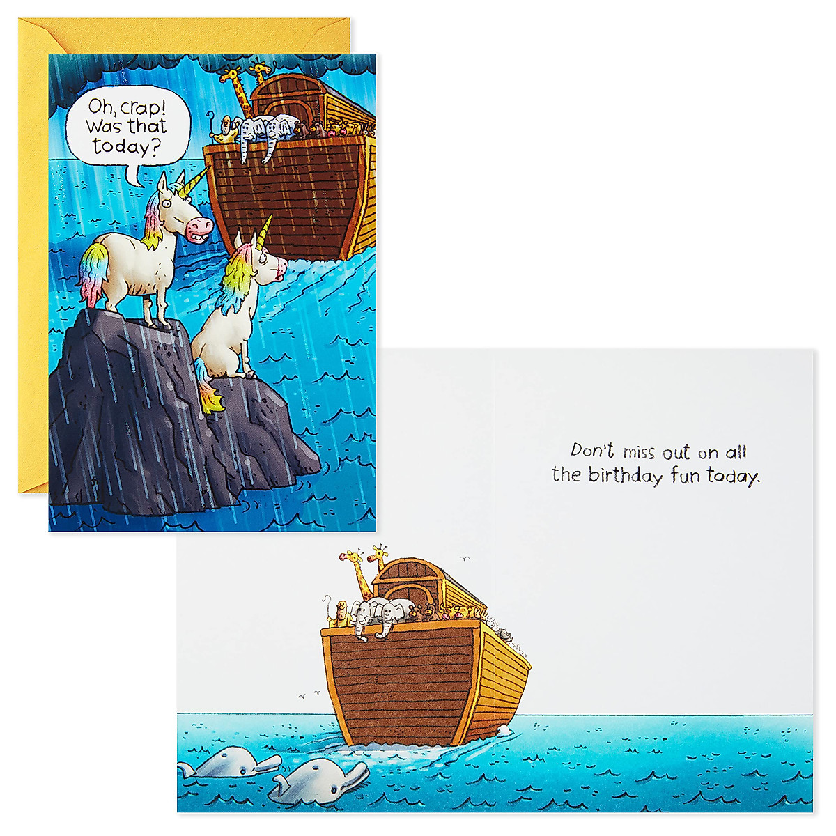 Hallmark Shoebox Pack of 2 Funny Birthday Cards (Birthday Cod, Noah's Ark)