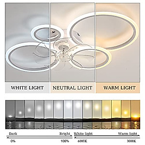 ZEELYDE Chandelier,Design Ceiling Fans with Lights and Remote, Dimmable Quiet Modern Ceiling Fan with Led Lamp, DC Reversible 6 Speed Ceiling Fan with Lighting for Bedroom Living Room -White