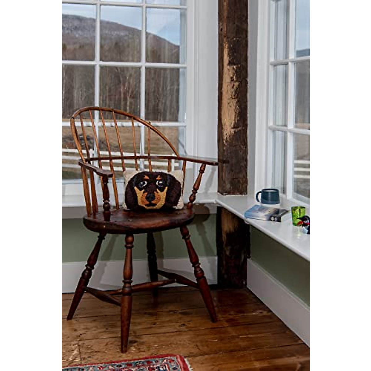 Chandler 4 Corners Artist-Designed Dachschund Hand-Hooked Wool Decorative Throw Pillow (8” x 12”) Dog Pillow for Couches & Beds - Easy Care & Low Maintenance Pillow - Brown Dachshund Throw Pillow