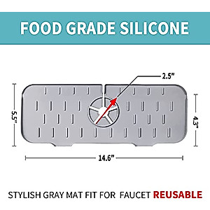 Silicone Sink Faucet Mat, Sink Draining Pad Behind Faucet, for Kitchen Sink Splash Guard, Bathroom Faucet Water Catcher Mat, Drip Protector Splash Countertop Protection Rubber Drying Pad