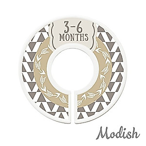 Modish Labels Baby Clothes Size Dividers, Baby Closet Organizers, Closet Size Dividers, Baby Closet Organizers, Clothes Organizer, Neutral, Boy, Girl, Woodland, Arrows, Nordic, Boho, Tan, Brown (Baby)