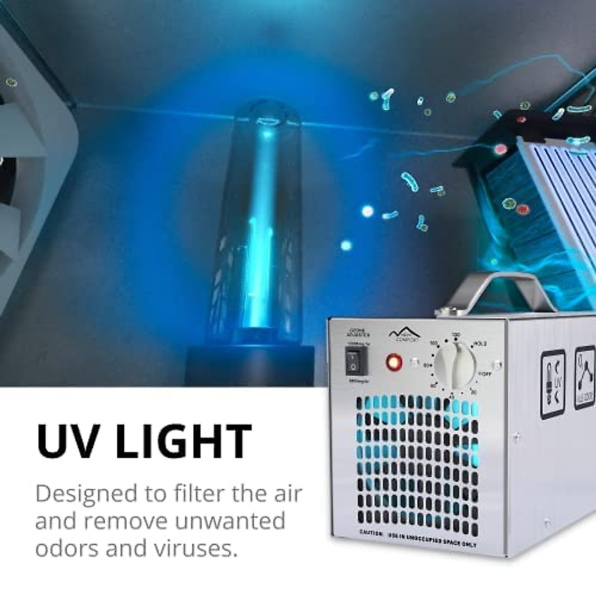 Stainless Steel Commercial Ozone Generator UV Air Purifier 12000 mg/hr Industrial