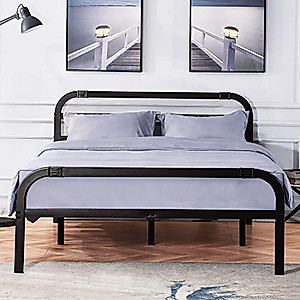 TATAGO 14 Inch Queen Bed Frame with 40 Inch Matte Curved Design Headboard and Footboard, Heavy Duty Metal Platform Mattress Foundation, 3500lbs Extra-Strong Support, No Noise