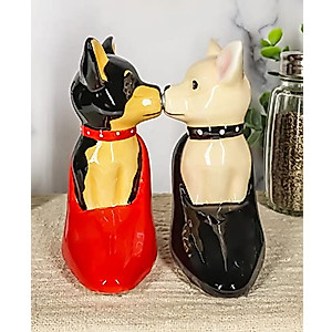 Set Of 1 Dogs In Red And Black Pump Heel Shoes Salt And Pepper Shakers
