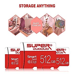 Micro SD Card 512GB with a SD Card Adapter, Class 10 TF Memory Card/T-Flash Card High Speed SD Memory Card for Camera Tablet Computer Phone Surveillance Tachograph Drone