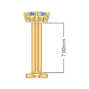 FINEROCK 0.03 Carat 3-Stone Diamond Nose Pin Stud in 18K Yellow Gold (SI1-SI2 Clarity)