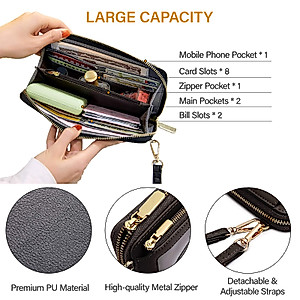 Women Touch Screen Purse Small Crossbody Phone Bag RFID Protection Wristlet Cell Phone Wallet (S-Black)