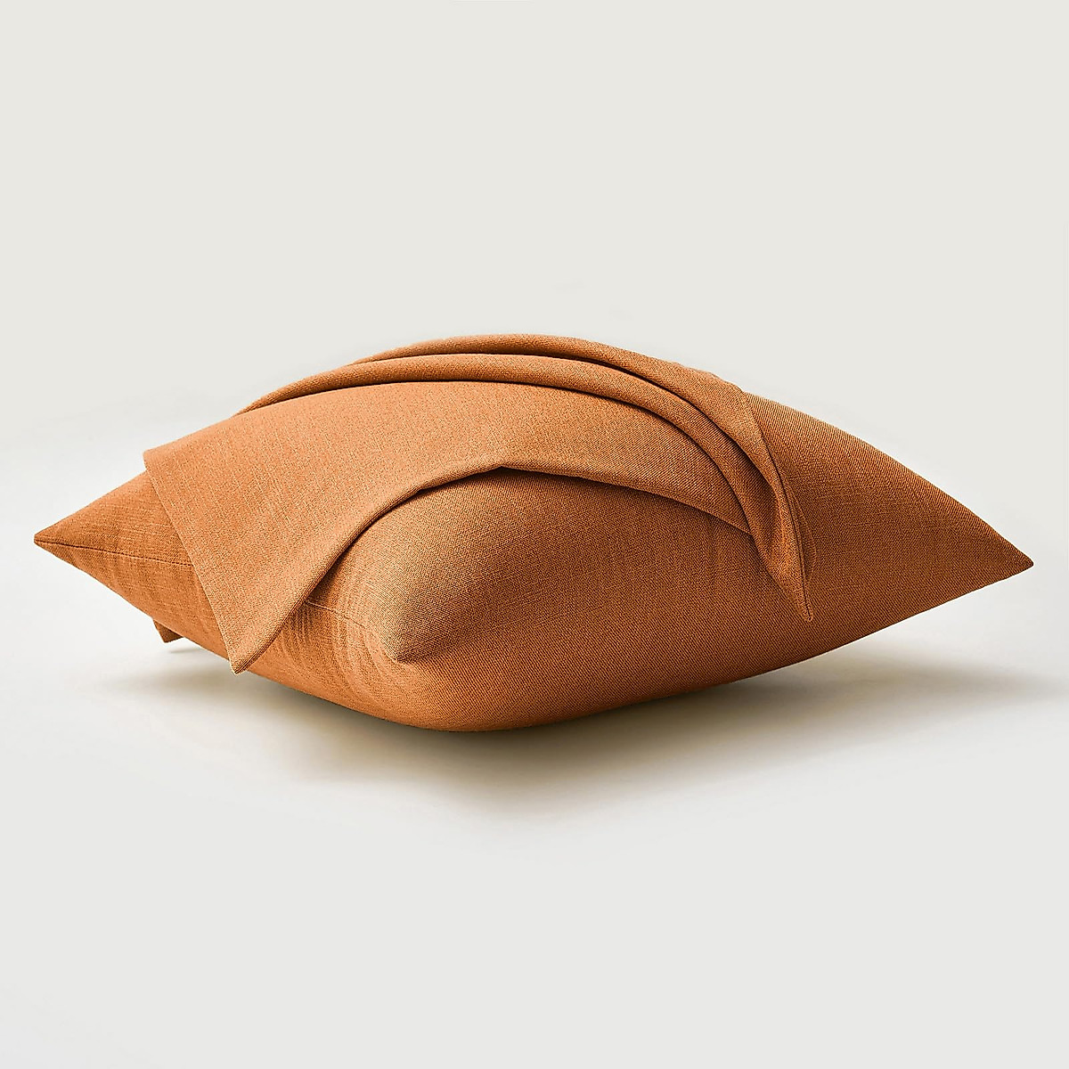 MIULEE Pack of 2 Decorative Throw Pillow Covers Fall Halloween Linen Burlap Square Solid Farmhouse Modern Concise Throw Cushion Case Pillowcase for Sofa Car Couch 18x18 Inch Burnt Orange