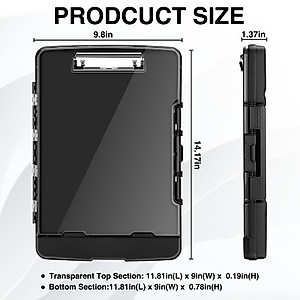 Sooez Clearview Clipboard with 2 Storage, Heavy Duty Clip Boards 8.5x11 with Storage, Dry Erase Coach Clipboard with Pen Holder & Real Hinge, High Capacity Plastic Clipboard Case with Low Profile Clip