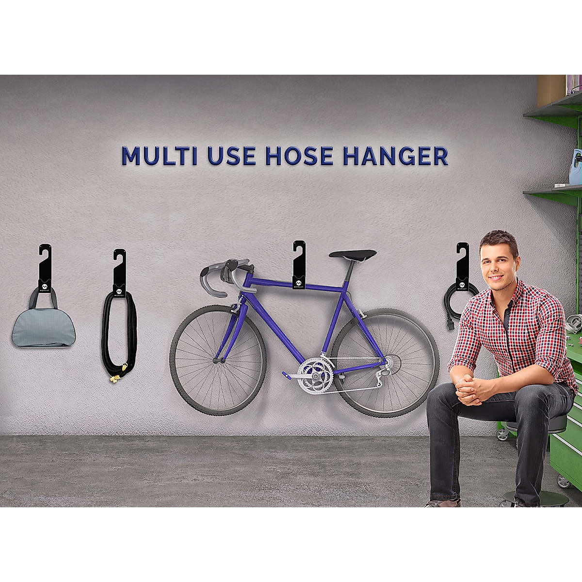 Morvat Premium 150 Ft Hose Hanger with Rust Resistant Metal, Organize Your Garden, Garage & Outdoor Storage Area, Wall Mount Holder or Hang/Hook Over Water Spigot with Included Screws