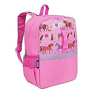 Wildkin Pack-it-All Kids Backpack for Boys & Girls, Ideal Size for School & Travel Backpack for Kids, Features Front Strap, Interior Sleeve, Back Support & Side Pocket (Horses)