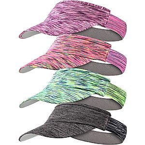 SATINIOR 4 Pieces Sun Visor Hats Adjustable Sports Visor Cap Quick Dry Hat for Women Men Tennis Cycling Running Golf Jogging