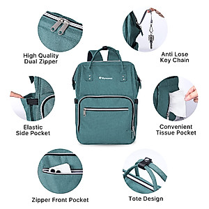 BesyPro Unisex Baby Diaper Backpack Multifunction Large Baby Travel Backpack with Portable Changing Pad, Stroller Straps for Mom and Dad,Green