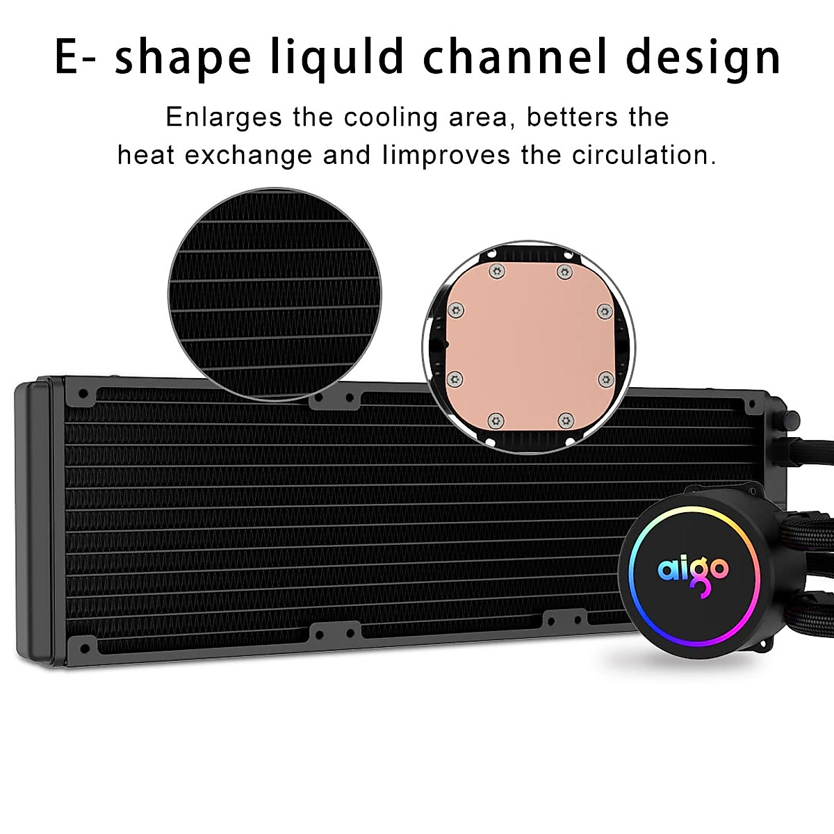 aigo AC SE360 CPU Liquid Cooler All-in-ONE Water Cooling System LED Radiator 120mm PWM Fans for Intel LGA115X /1200/2011 /2011-V3 /2066/1366/775 for AMD AM2/AM2+/AM3 /AM3+ /AM4 (AC SE360)